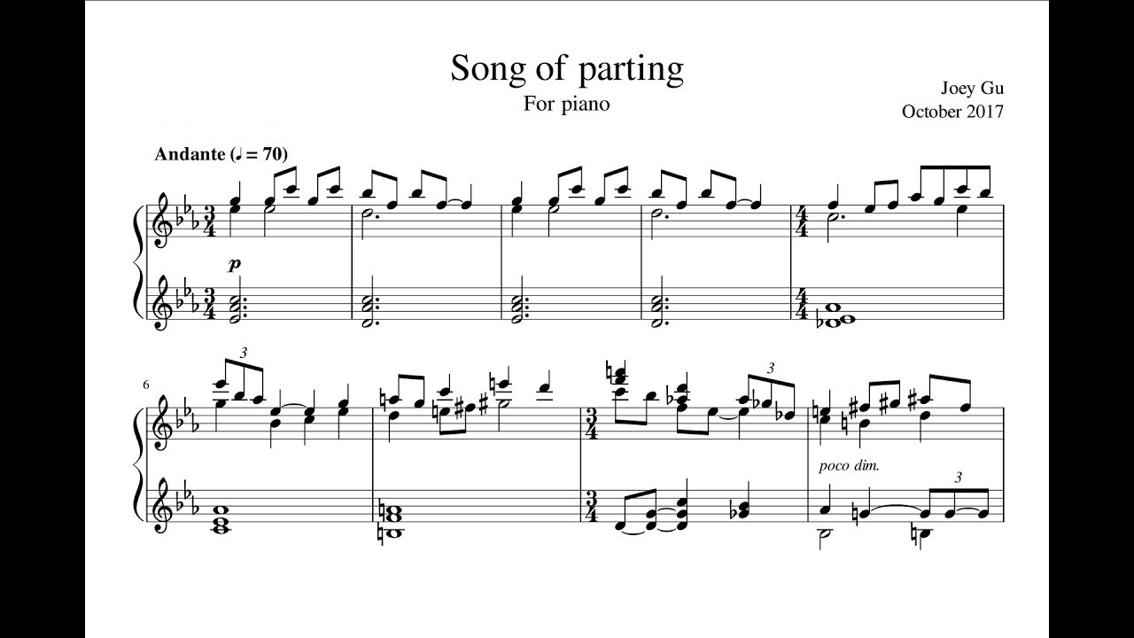 Song of Parting for Piano - YouTube