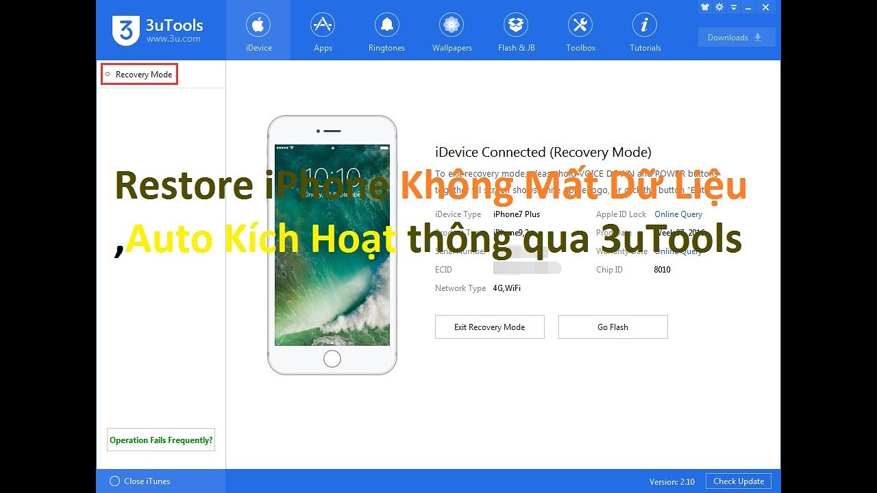 Xem cách Restore iPhone bằng 3uTools không mất dữ liệu - YouTube