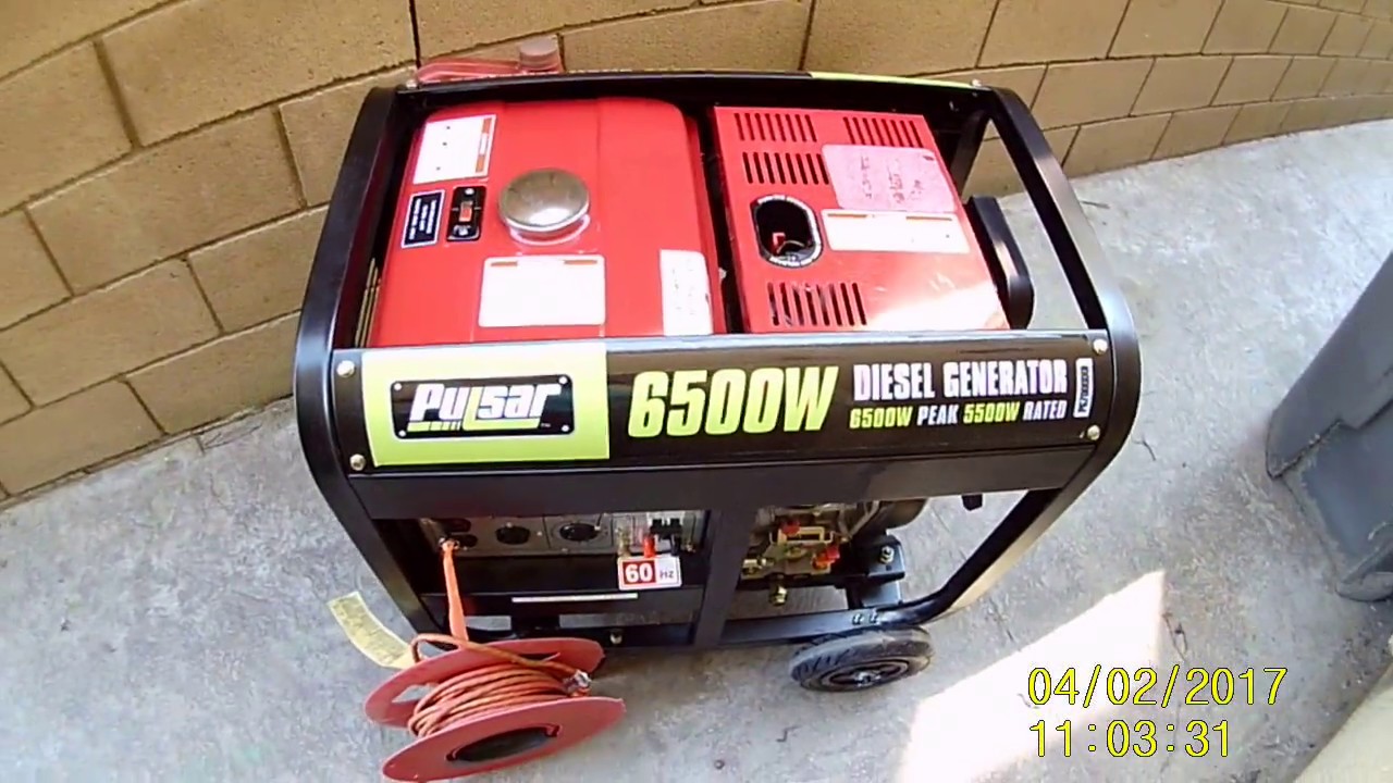 Pulsar Diesel 6500w portable generator - YouTube
