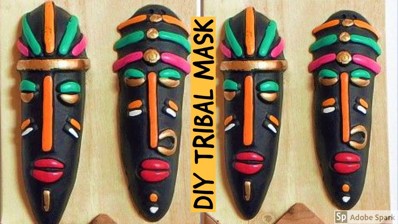 DIY Easy Newspaper Tribal Mask || Handmade Decorative Couple Mask Wall ...