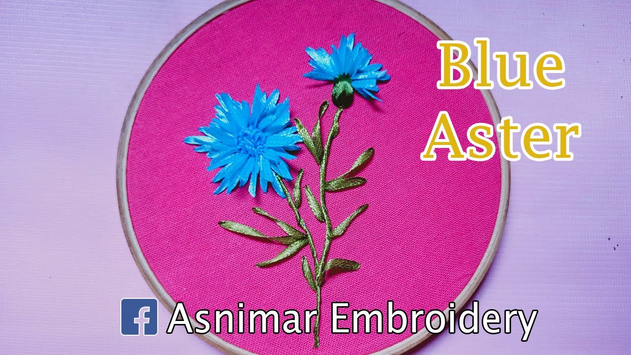 Blue Aster Ribbon Embroidery Design & Tutorial - YouTube
