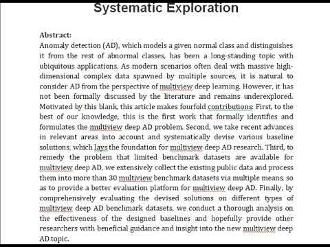 Multiview Deep Anomaly Detection A Systematic Exploration - YouTube