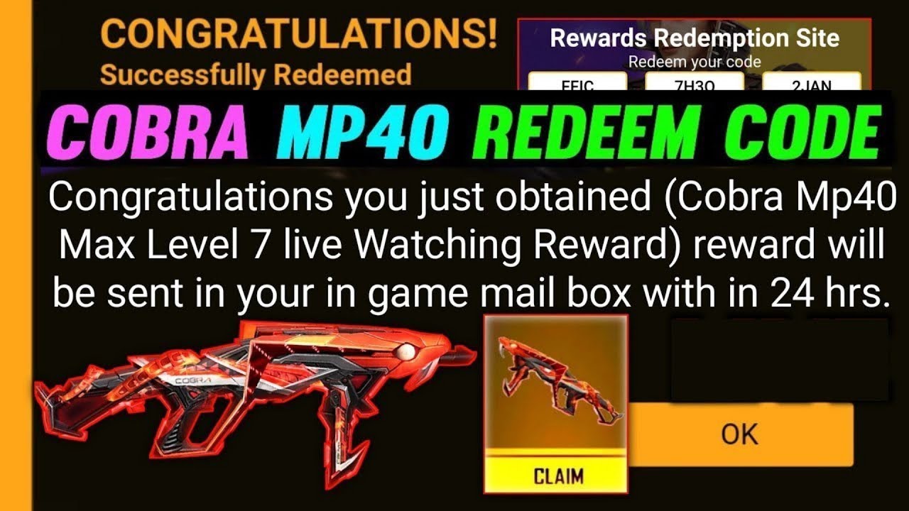 FREE COBRA MP40 SURPRISE REDEEM CODE | NEW REDEEM CODE DON'T MISS THIS ...