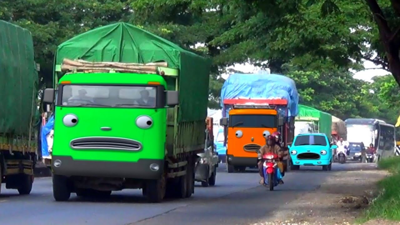 konvoi truck besar raksasa mirip Max, tayo putih, rogi dan teman teman ...