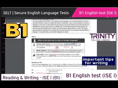 Trinity College London - ISE-1 (B1) Integrated Reading & Writing ...