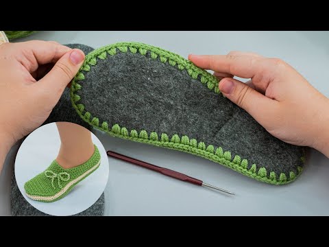Simple crochet slippers on the sole - a detailed tutorial!