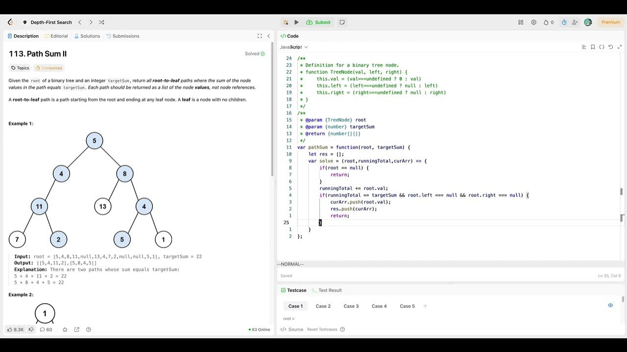 LC Roulette: Path Sum II | Javascript - YouTube