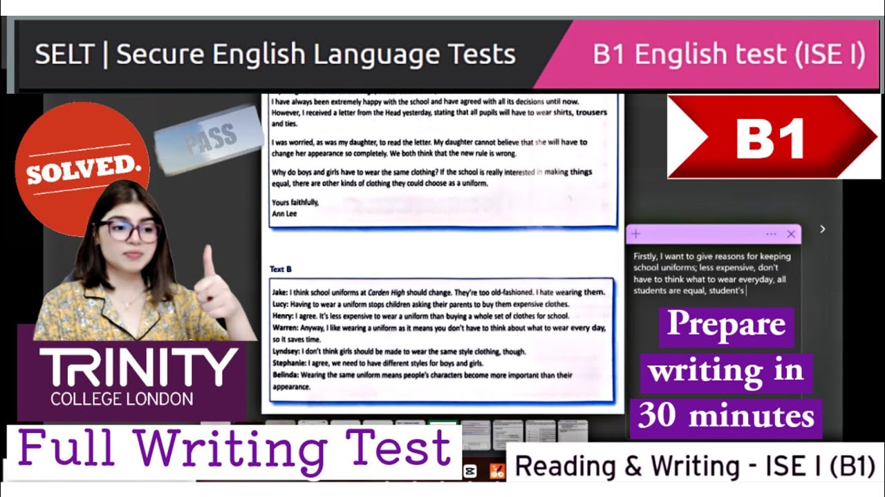 Trinity College London - ISE I (B1) Integrated Reading & Writing ||Full Pattern All Questions ...