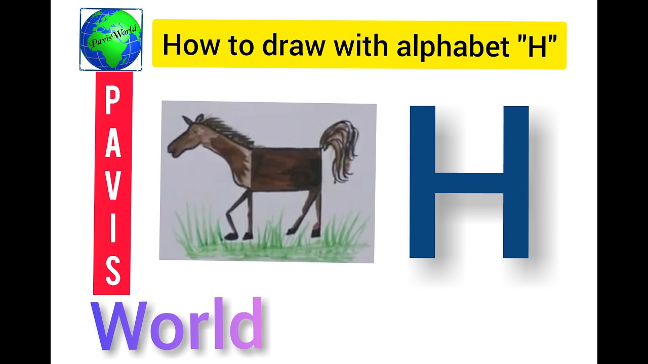 How to draw with Alphabet H. Easy drawing for Kids. - YouTube