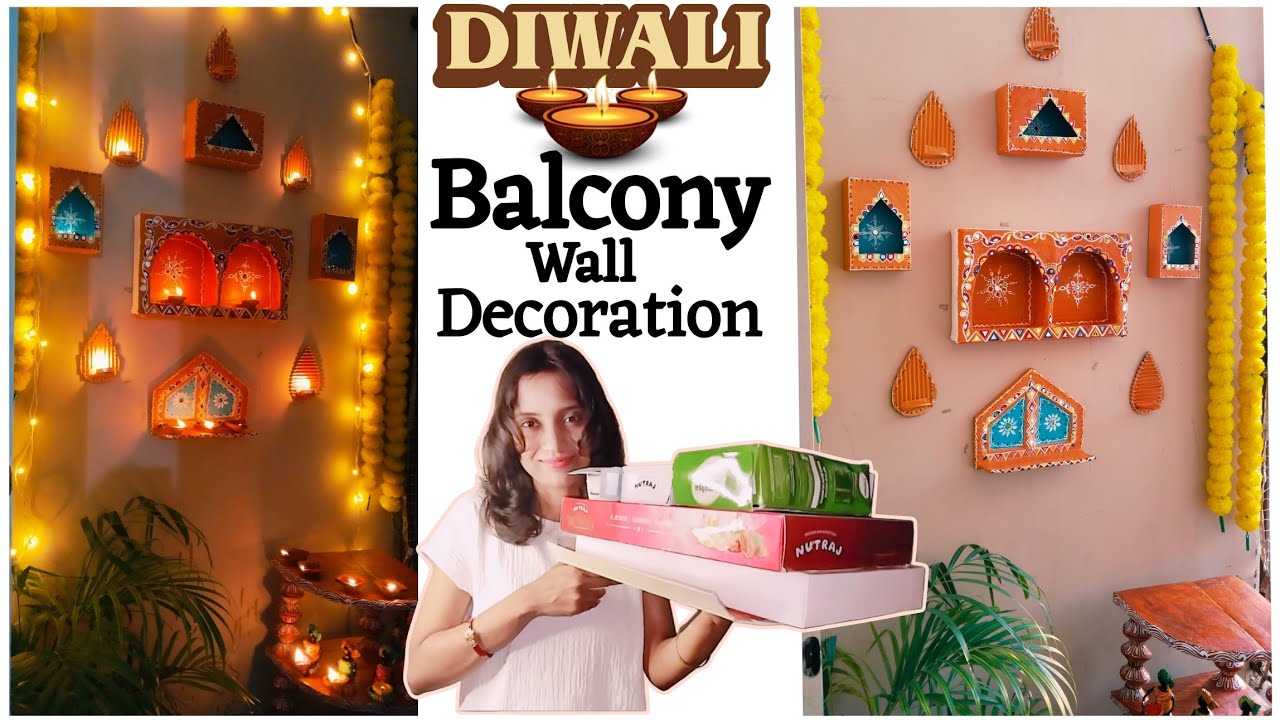 balcony wall decorating ideas diy waste cardboard box/diwali dacor for ...