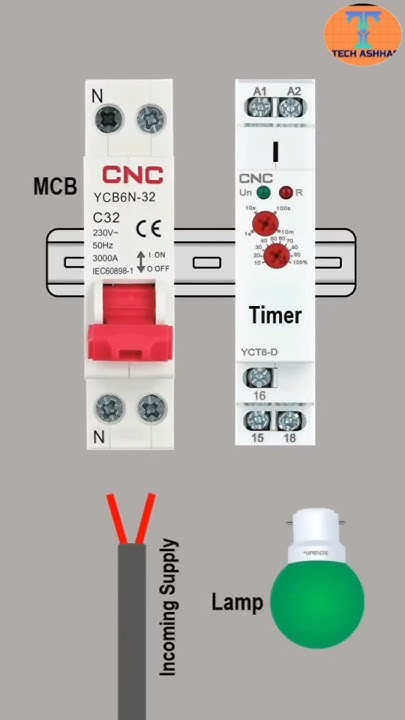 MCB timer lamps Incoming supply connection diagram #shorts #wiring # ...
