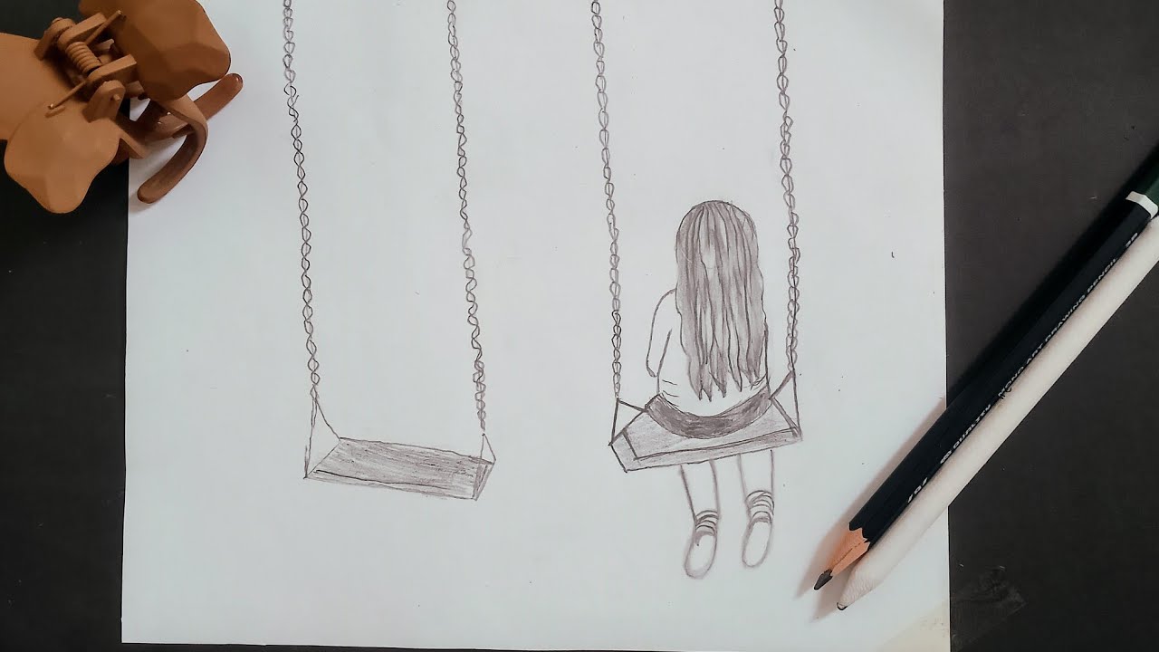 Easy Drawing Lonely Girl drawing 🥺 - YouTube