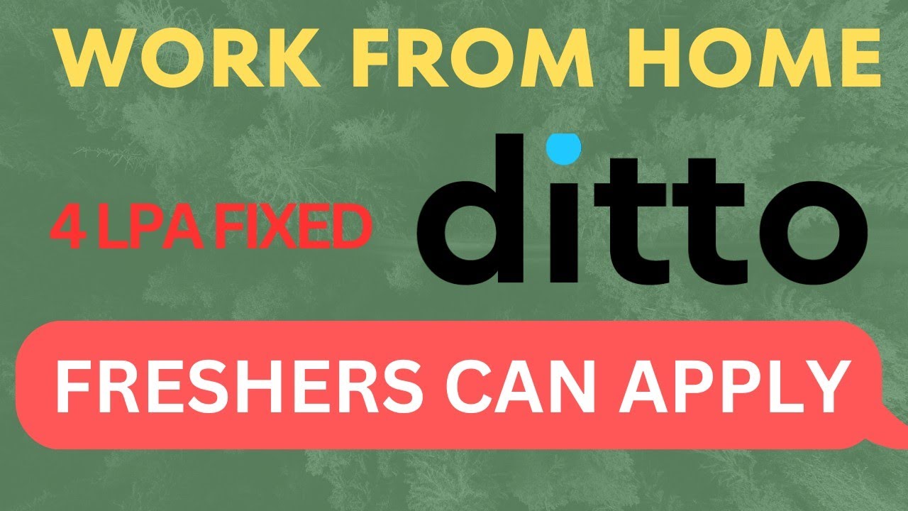 🎯 DITTO WORK FROM HOME JOBS || REMOTE - YouTube