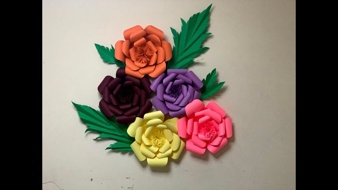 DIY - Paper Flowers Wall Decoration - YouTube