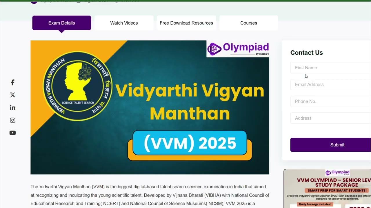 Vidyarthi Vigyan Manthan (VVM) 2025-26 Preparation - YouTube