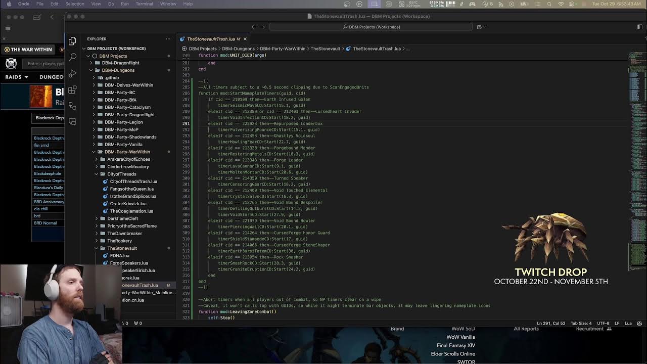 Clearing out DBM github issues and finishing BRD raid mods - YouTube