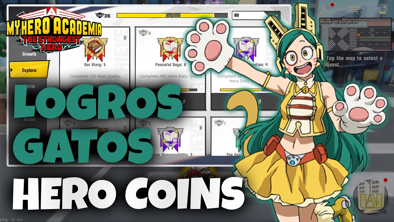 HERO COINS GATOS y LOGROS My Hero Academia The Strongest Hero - YouTube