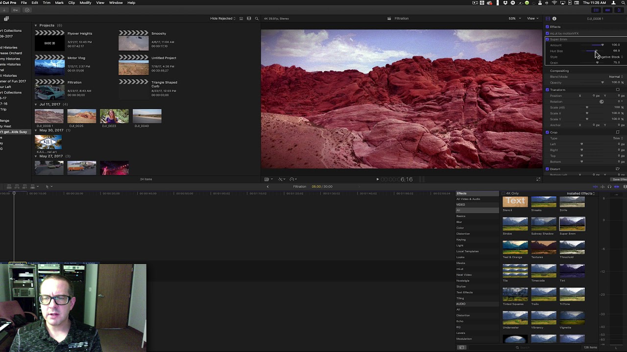 Super 8mm filter in Final Cut Pro X - YouTube