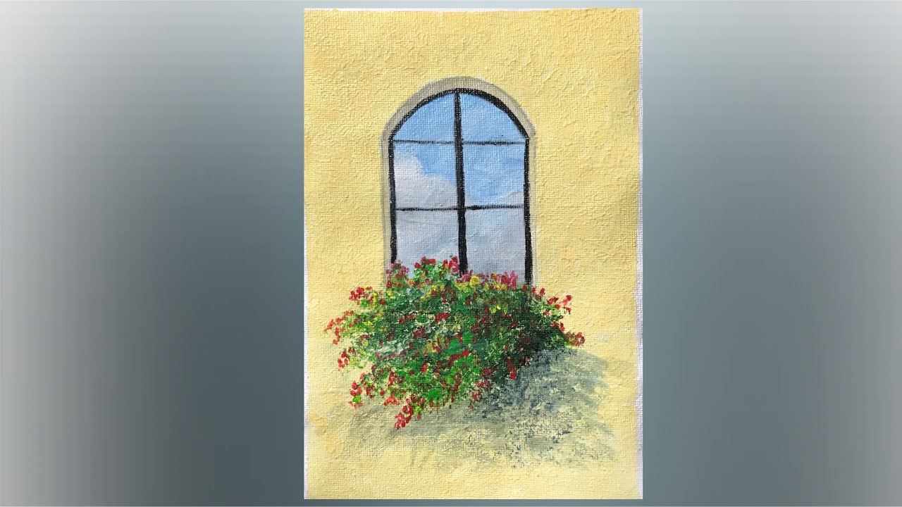 Flowers On The Window/Acrylic Simple Painting/Step By Step for ...
