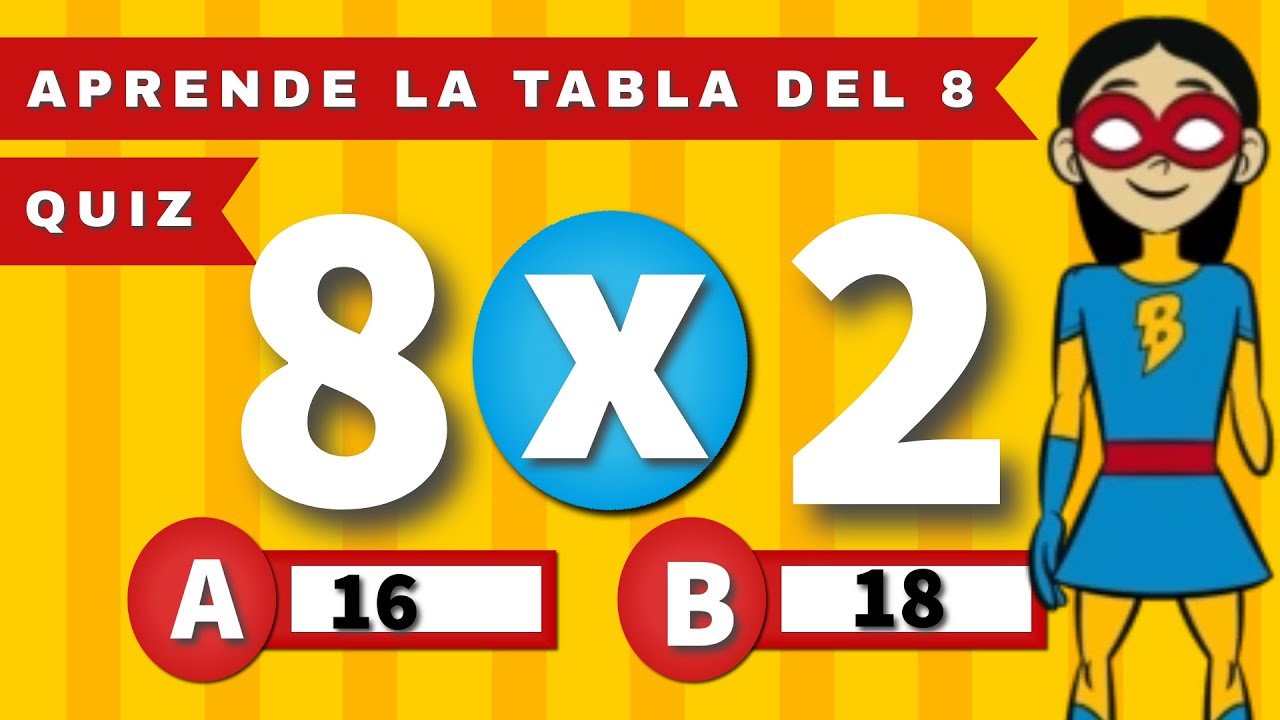 Tabla de Multiplicar #8, Repaso, Test, Quiz, Trivia para Niños ...