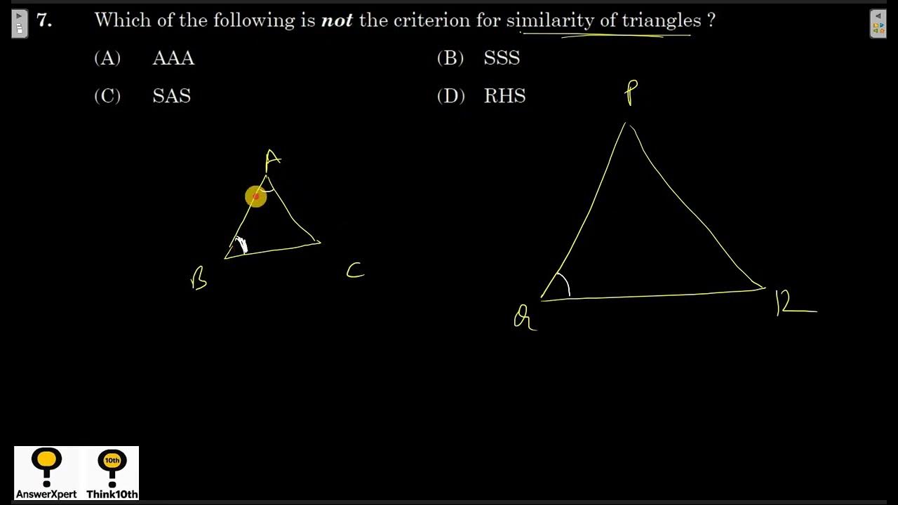 Which of the following is not the criterion for similarity of triangles ...