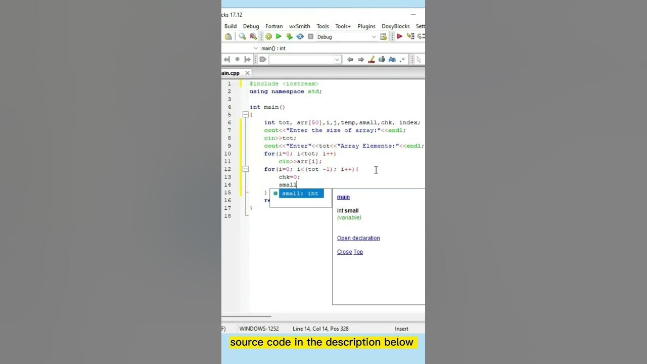 selection sort in c++ #shorts #python #shortvideo #abelo #coding #c - YouTube
