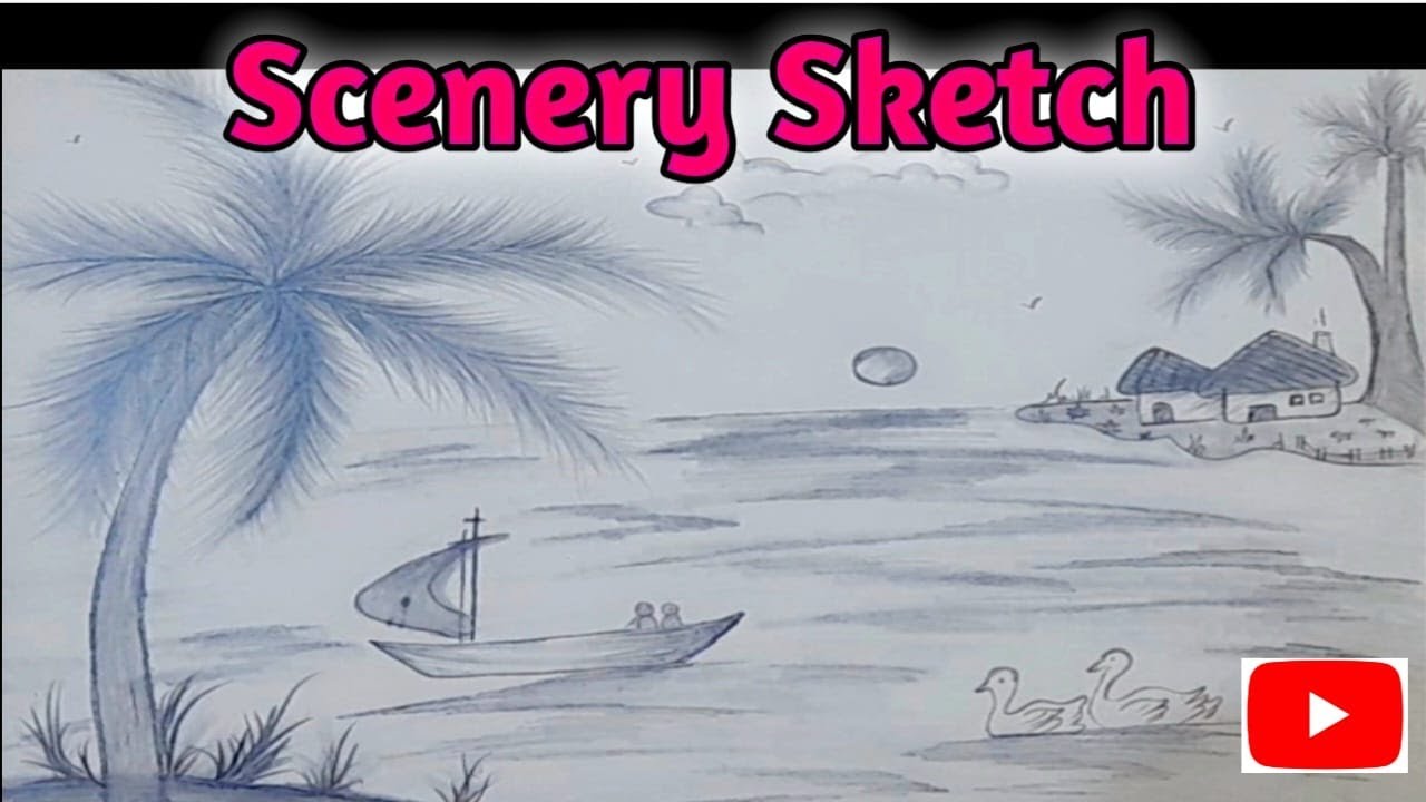 sketching scenery/ drawing scenery/ pencil sketching - YouTube