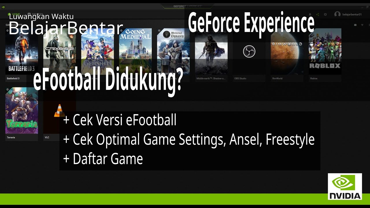 eFootball Tidak Bisa Menggunakan NVIDIA GeForce Experience Optimal Game Settings, Ansel ...
