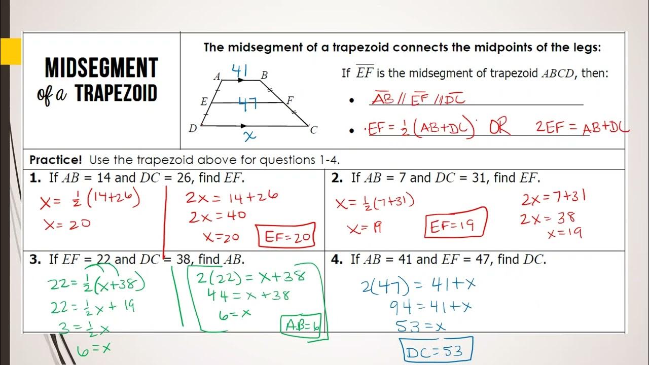 Midsegments of Trapezoids - YouTube