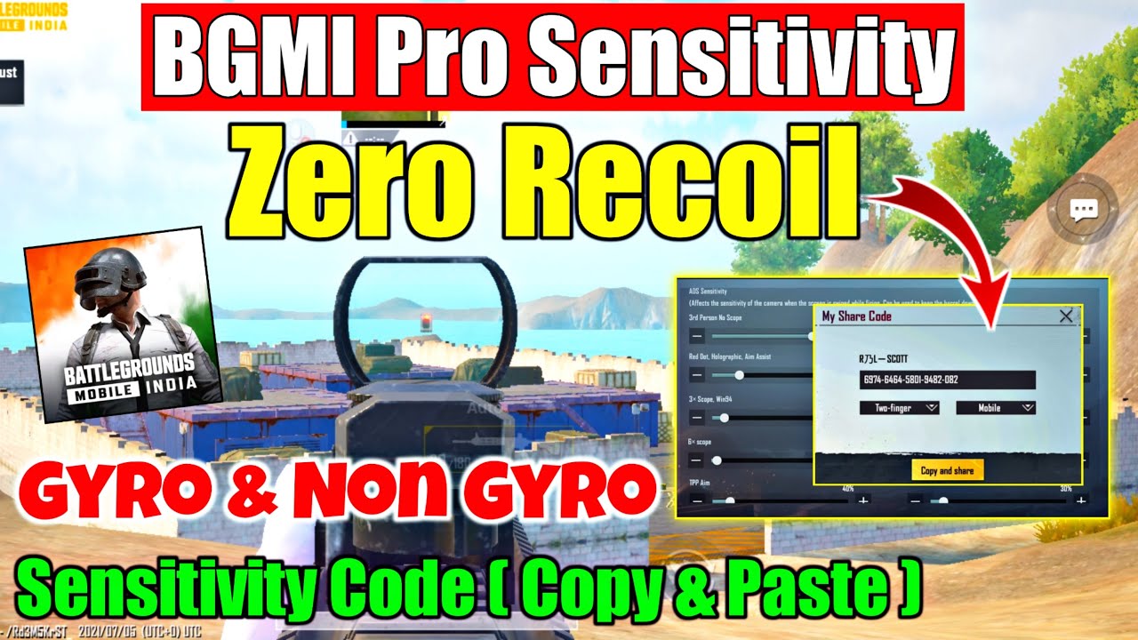 Zero Recoil 🔥BGMI Pro Sensitivity Settings Gyro And Non Gyro | BGMI ...