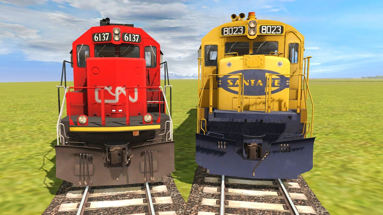 Two Trains Crossing each other at Same Track - Forked Railroad in Train ...