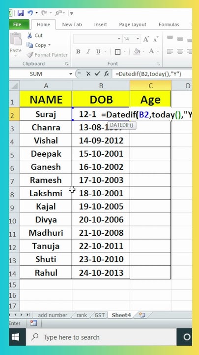 📅 How to Use the DATEDIF Formula in Excel : Akshrika Tutorials - YouTube