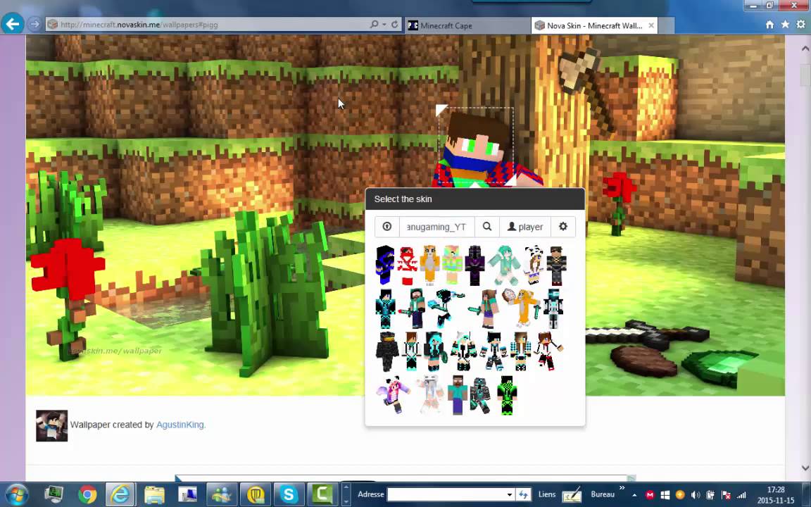 comment avoir un dessin minecraft avec son skin - YouTube