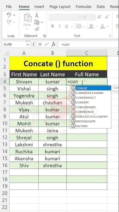 Excel Concat Function Join Two Column In Excel Excel Data Entry Work Excel Concatenation