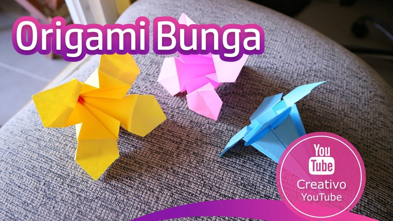 Cara membuat origami bunga mudah dari kertas - YouTube