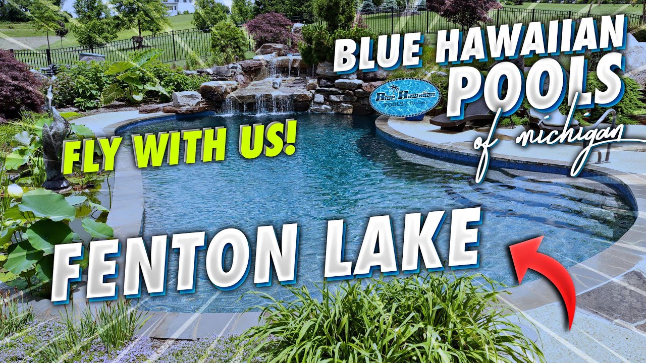 Inground Swimming Pool Fly Over on Fenton Lake Blue Hawaiian Pools ...