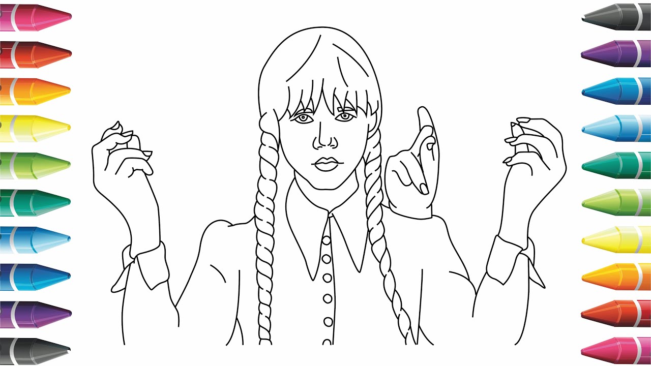 How to Draw Wednesday Addams Easy Tutorial - YouTube