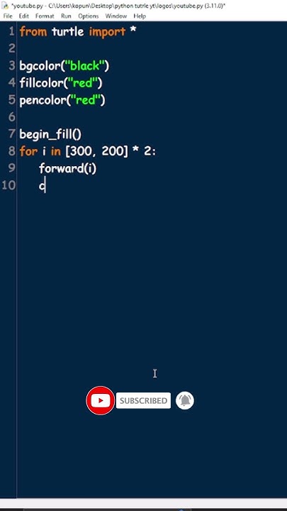 Python Turtle Tutorial Youtube Logo Short Shorts Pythonturtle
