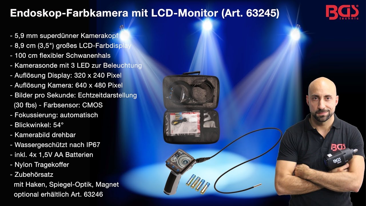 Tutorial: Endoskop-Farbkamera mit LCD-Monitor (Art. 63245) - YouTube