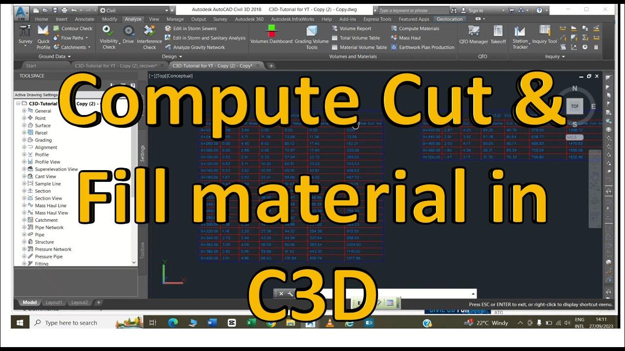 How to create cut and fill volume of a Channel in AutoCAD Civil 3D? Part-6: አውቶካድ ስልጠና ክፍል-6 ...