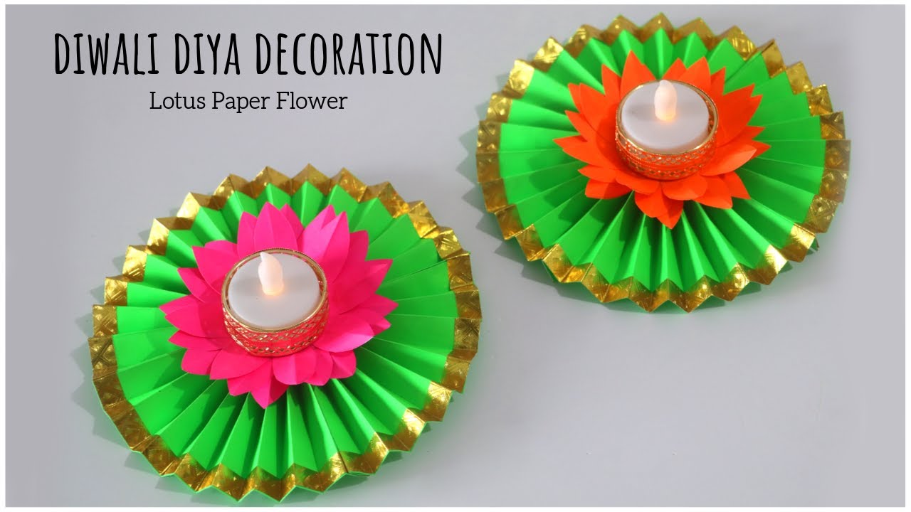 Paper Flower Candle Holder | Paper Lotus flower Making | Diwali ...