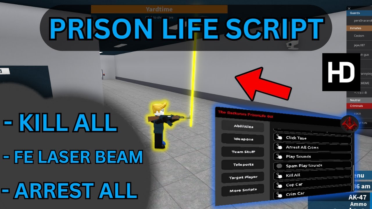 [NEW] Prison Life Script | KILL ALL, FE LASER BEAM, ARREST ALL ...
