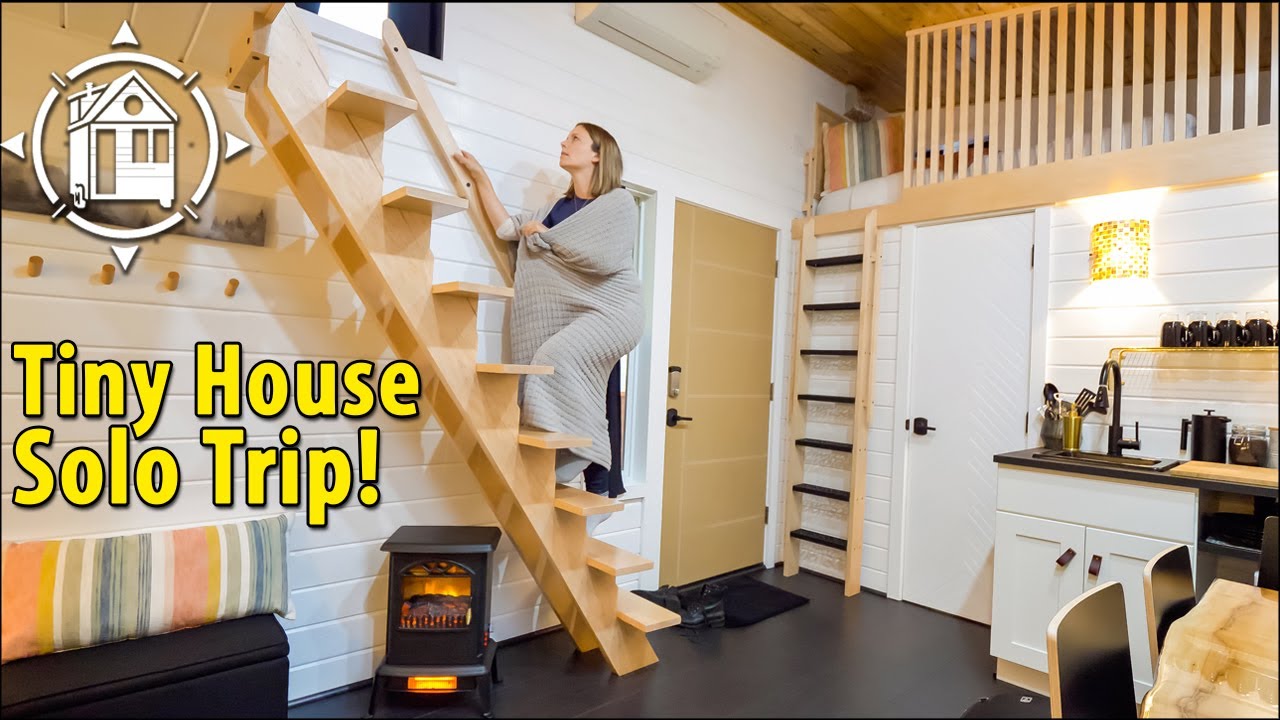 My solo tiny house vacation {cozy night away from my baby}! - YouTube