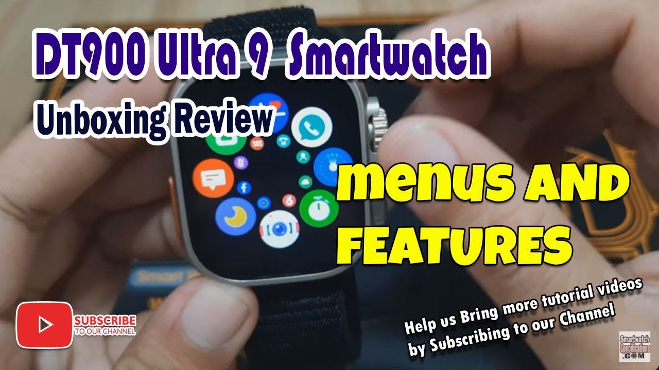 DT900 Ultra Smartwatch 7 in 1 Straps - Unboxing of Menus and Features ...
