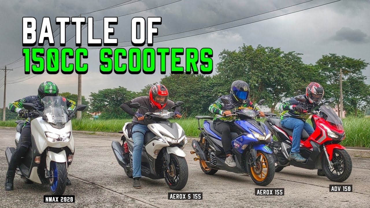All Stock 150cc Scooter Drag Race - YouTube