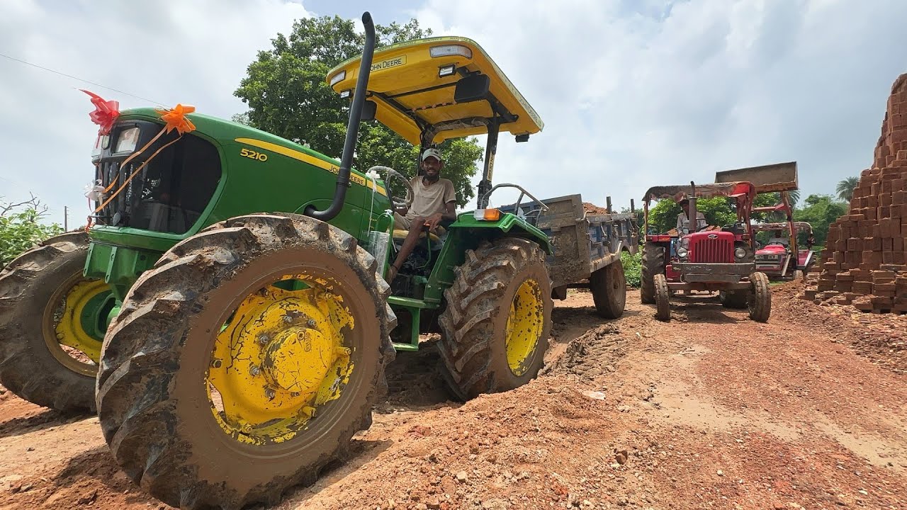 Mahindra Arjun Novo 605 Loader Loading Bricks Dust Tractor With Trolley ...