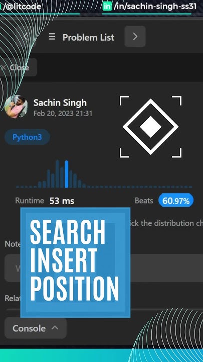 35. Search Insert Position #python #leetcode #leetcodedailychallenge - YouTube