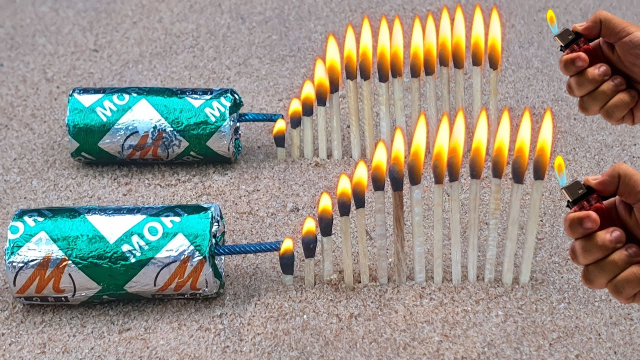 Match Chain Reaction Amazing Fireworks Domino Video - YouTube