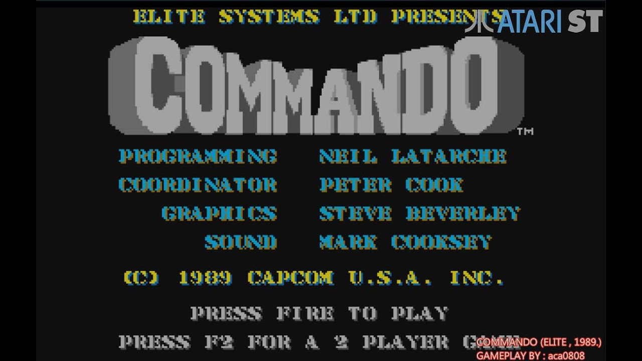 ATARI ST # COMMANDO (ELITE , 1989.) # 42.300 PTS. # - YouTube