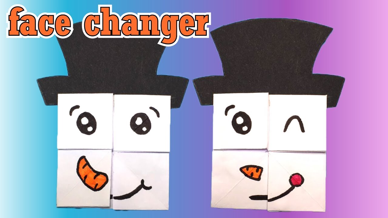 Face changer snowman * origami - YouTube
